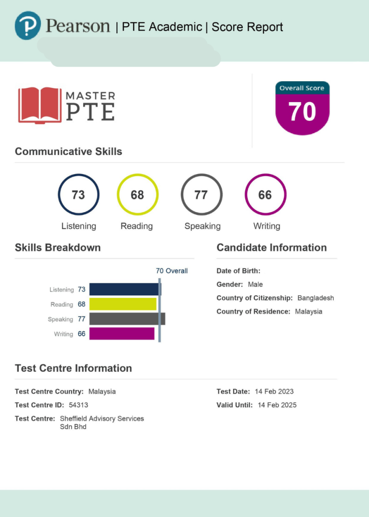 Master PTE Student s Achievement Master PTE Master PTE Student s Achievement Master PTE
